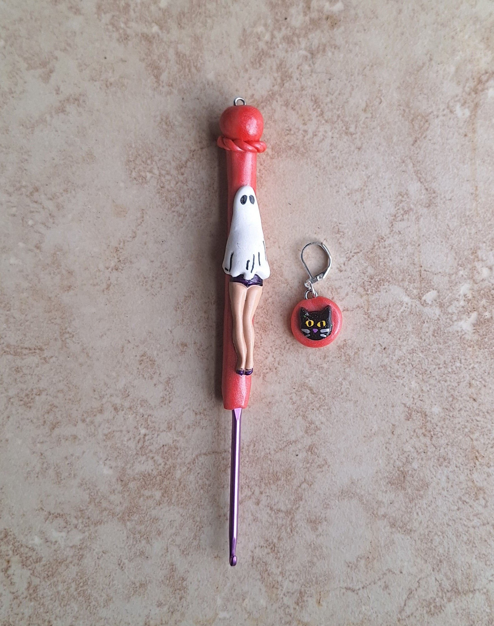 Polymer Clay Pin up Sheet Ghost Crochet Hook / Halloween Holiday ...