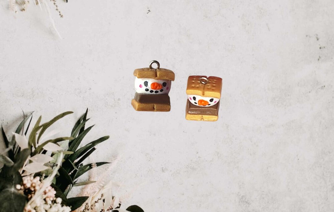 Kawaii Snowman Smores Charms / Polymer Clay Sweets Charms / Kawaii ...