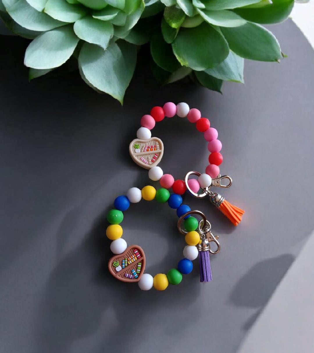 Silicone Beaded Wristlet Keychain / Bookworm Silicone Beaded Wristlet ...