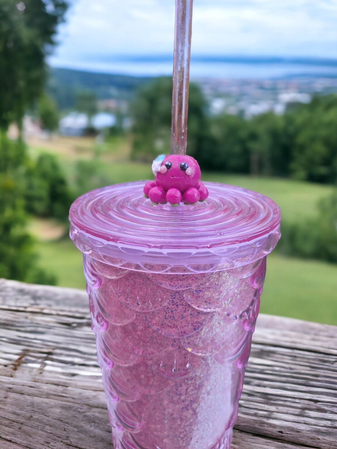 Clay Octopus With Starfish Shell Straw Buddy Charm Tumbler Accessories ...