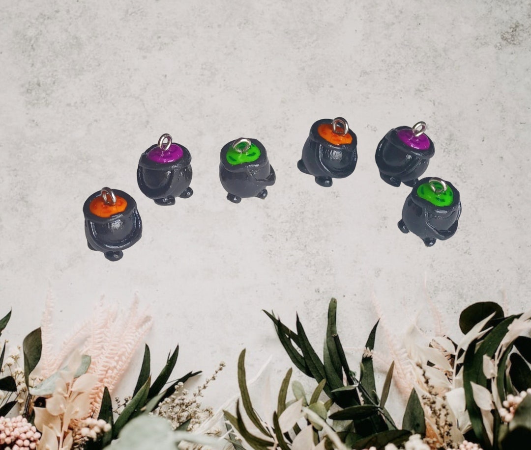 Kawaii Witch Cauldron Charms / Polymer Clay Halloween Charms / Kawaii ...