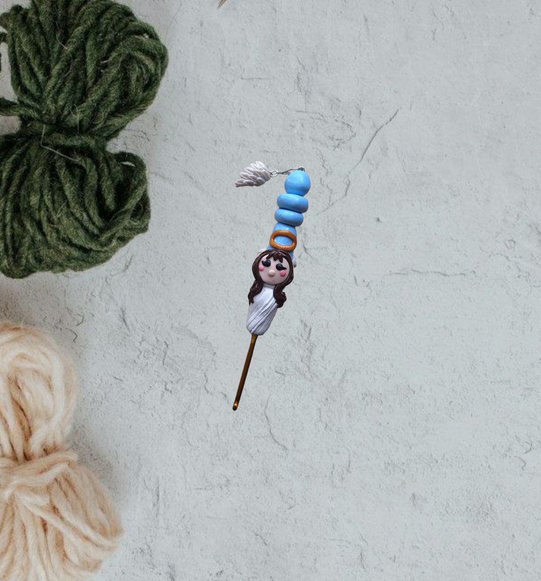Polymer Clay Angel Halo Crochet Hook Stitch Marker / Angel Wing Crochet ...
