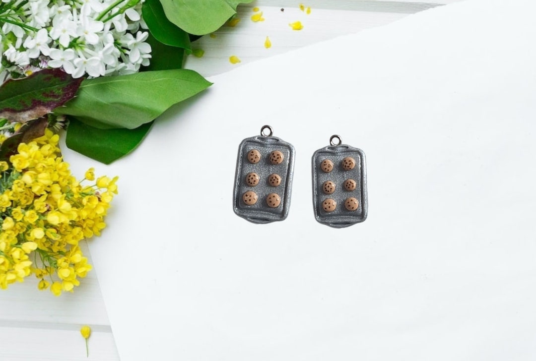 Kawaii Chocolate Chip Cookie Baking Tray Charms / Polymer Clay Cookie ...