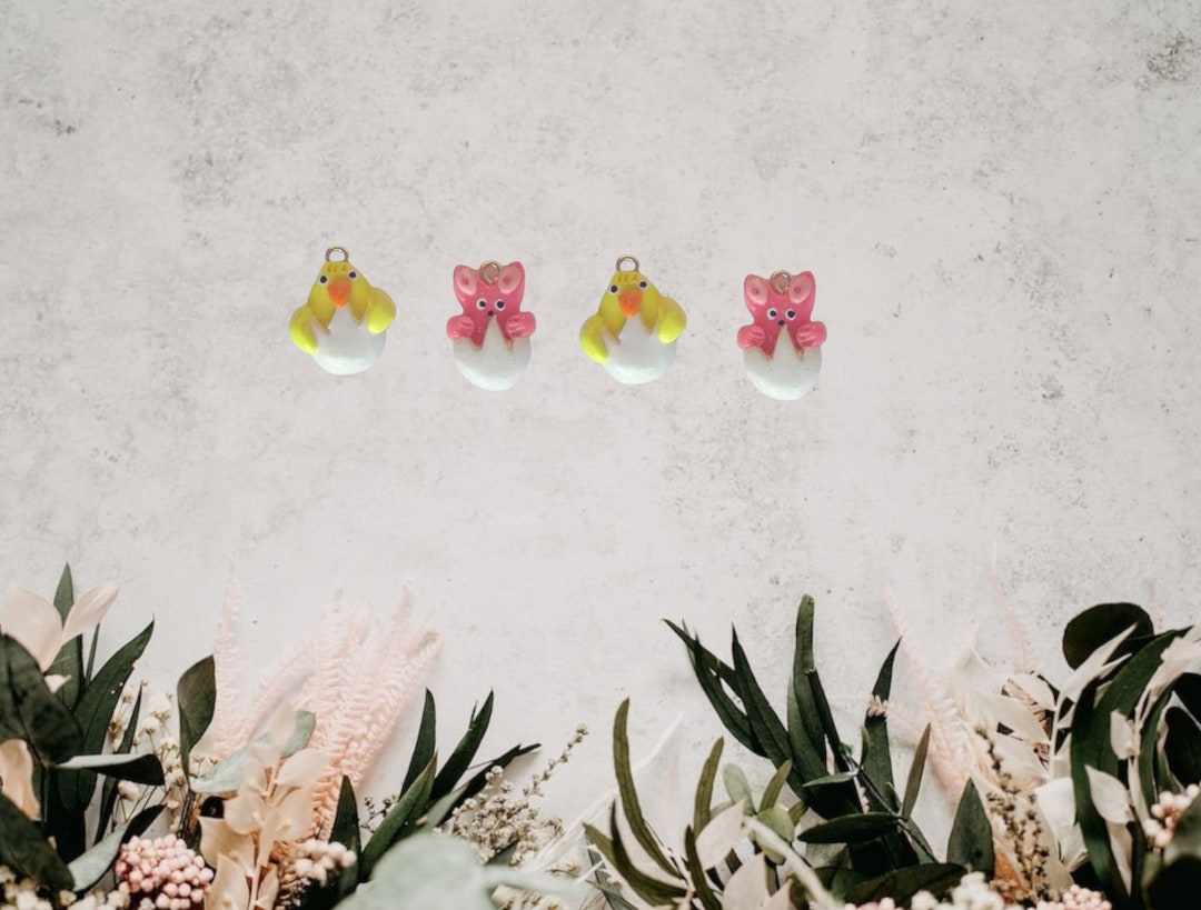 Kawaii Baby Chic Charms / Polymer Clay Bunny Charms / Kawaii Bird ...
