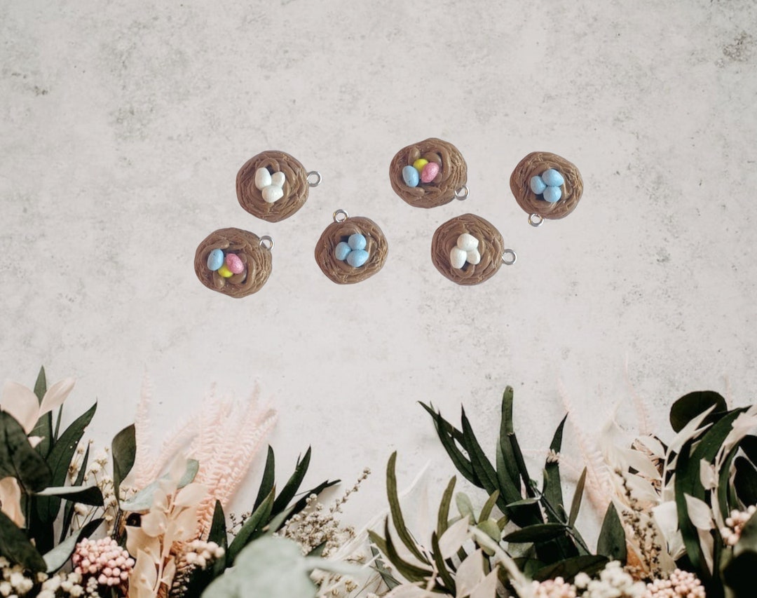 Kawaii Decorative Bird Nest Charms / Polymer Bird Nest Charms / Kawaii ...