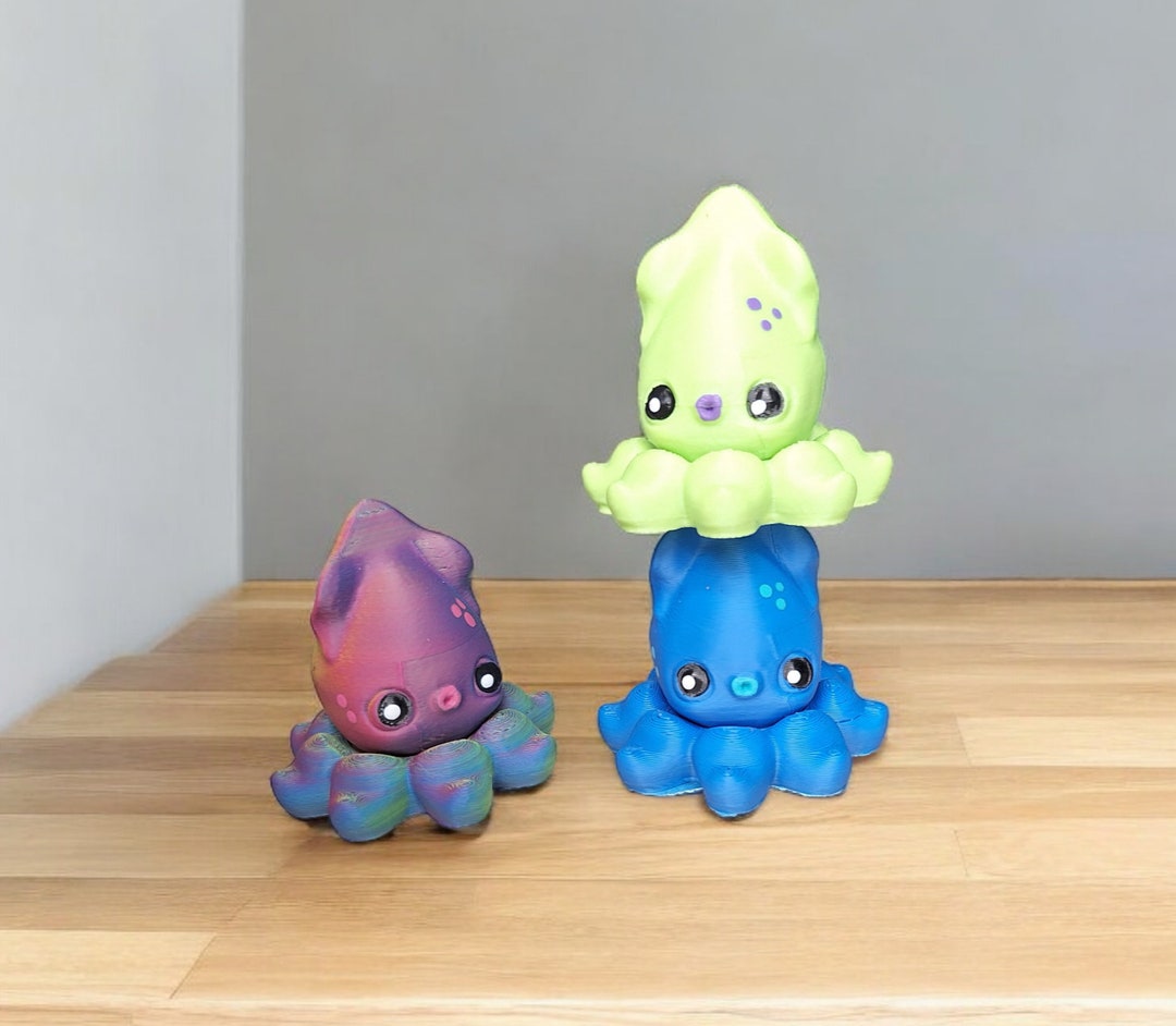 Painted 3D Squidget Squid Fidget / 3d Printed Squid Octopus / 3d ...