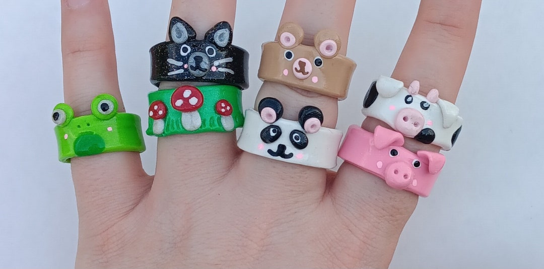 Polymer Clay Animal Ring / Clay Band / Clay Statement Cocktail - Etsy