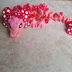 3D Articulated Red Pink Ombre Toadstool Mushroom Dragon / 3d Printed ...
