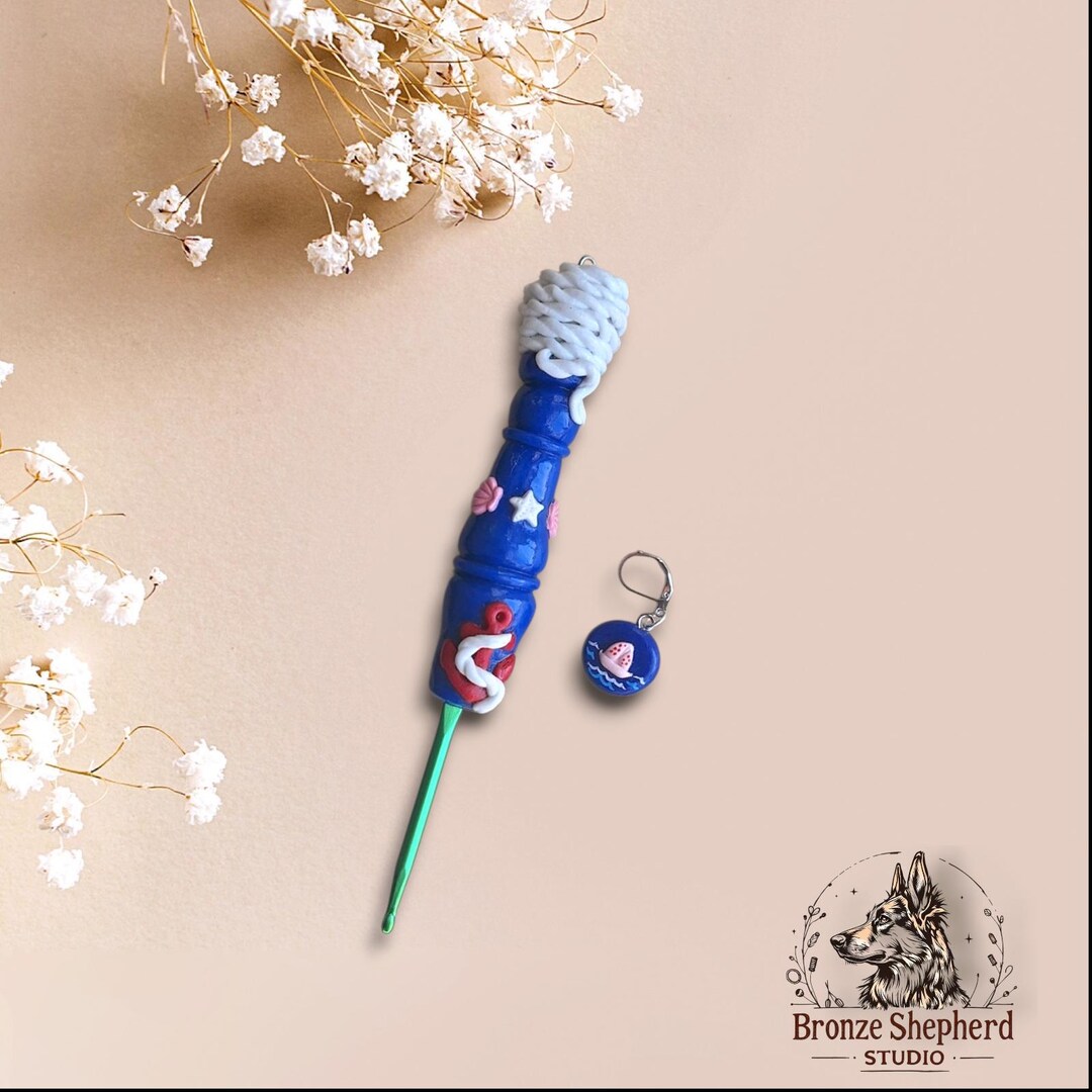 Polymer Clay Nautical Rope Anchor Crochet Hook / Clay Sailboat Shell ...