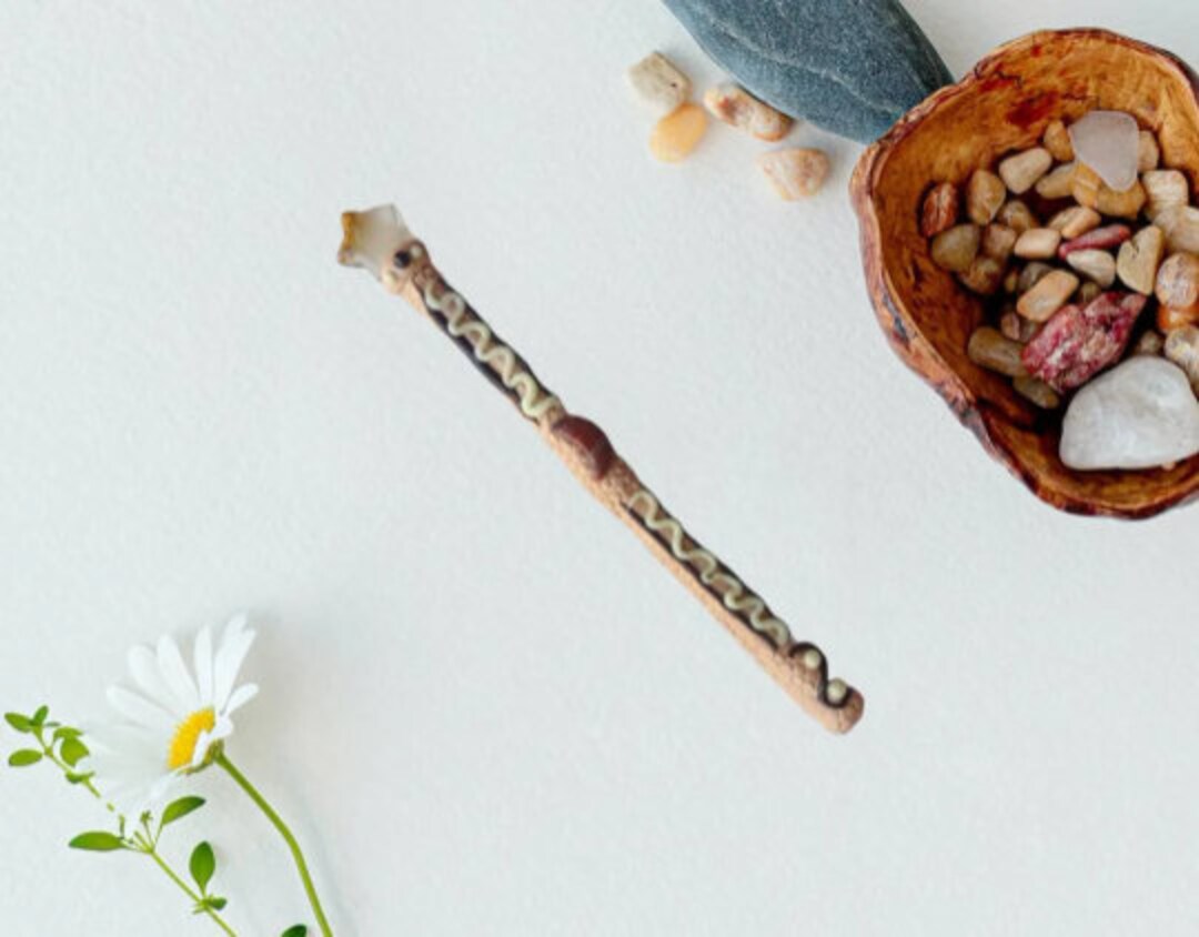 Quartz Jasper Star Moon Crystals Polymer Clay Wand/ Star Crystal Wand ...