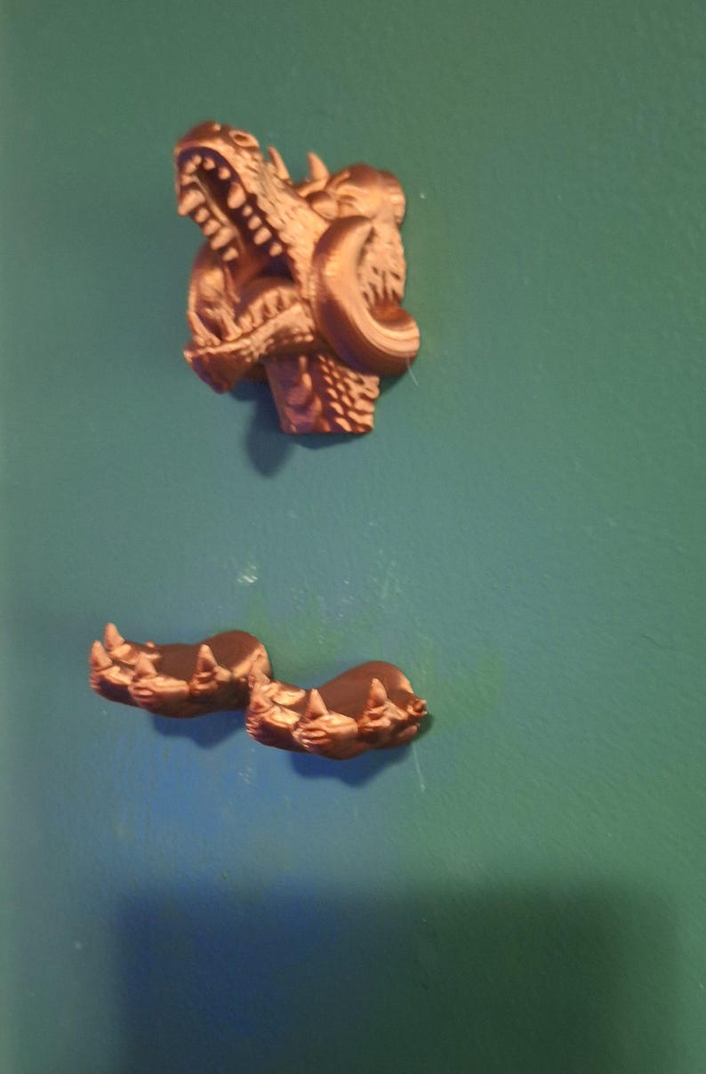 3D Printed Dragon Head Key Holder Organizer / Wall Mount Coat Hanger ...