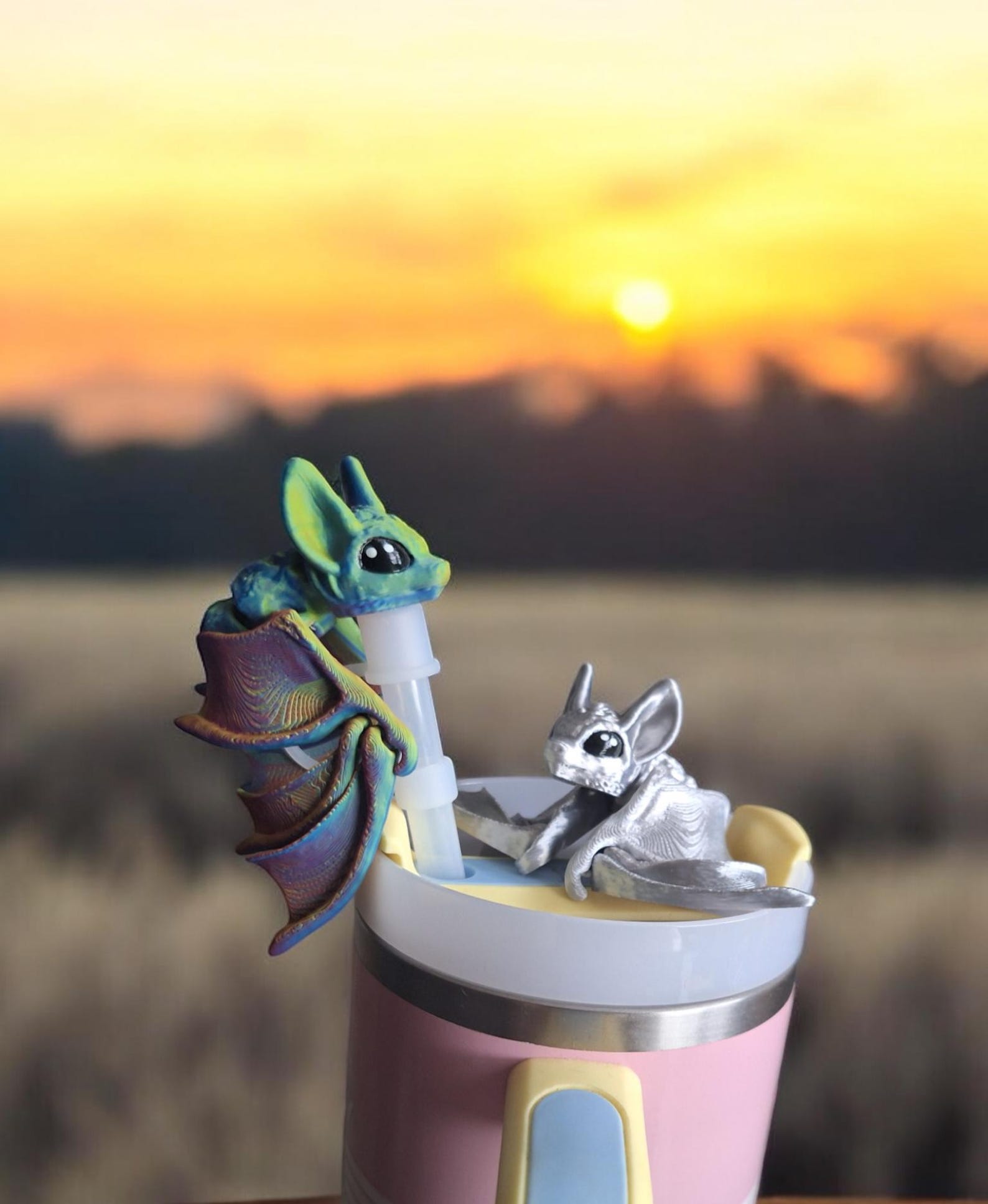 Painted 3D Articulated Cute Colorful Bat Straw Cap / 3d Printed Bat ...