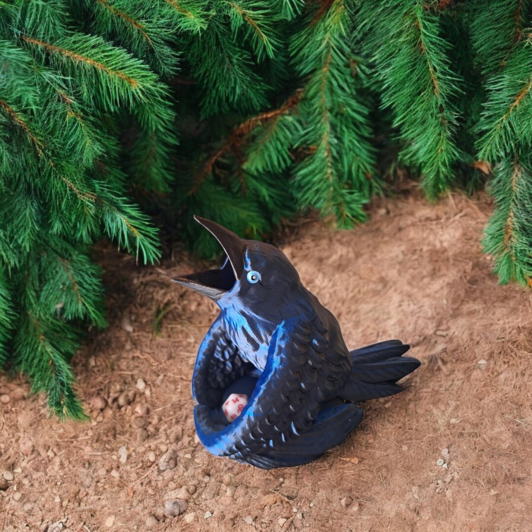 3D Printed Raven Bird Dice Tower Holder / 3d Blue Black Raven Dice ...