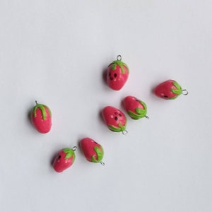 Kawaii Strawberry Charms / Polymer Clay Strawberry Charms / Kawaii Food ...