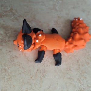 Hand Painted 3D Articulated Orange Fox Flexi / 3d Printed Orange Black ...