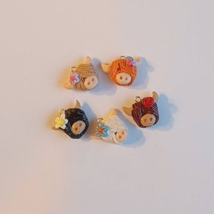 Kawaii Highland Cow Charms / Polymer Clay Floral Cow Charms / Kawaii ...