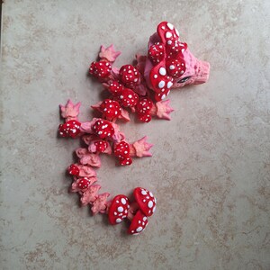 3D Articulated Red Pink Ombre Toadstool Mushroom Dragon / 3d Printed ...