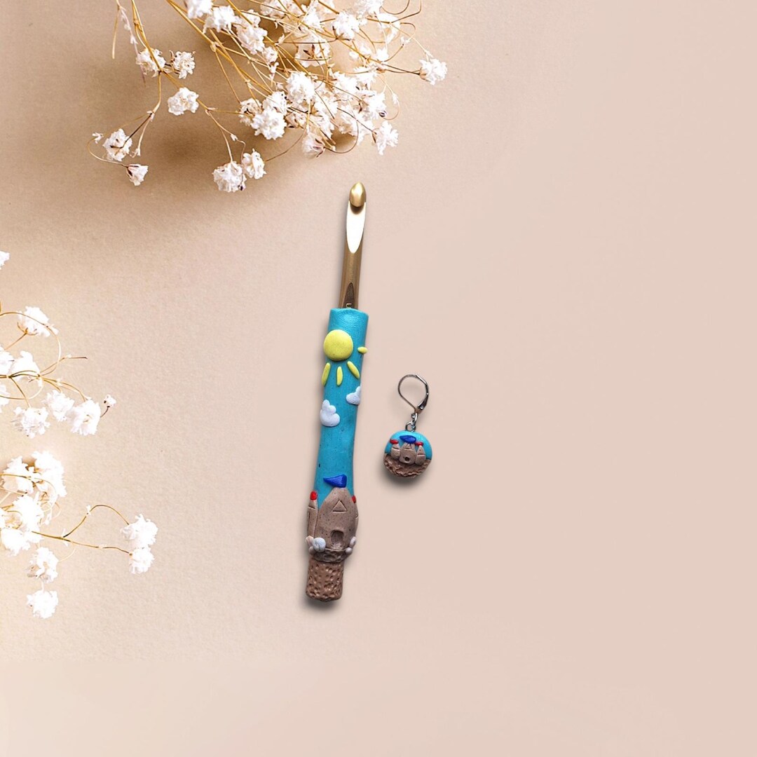 Polymer Clay Beach Sandcastle Crochet Hook / Sand Castle Crochet Hook ...