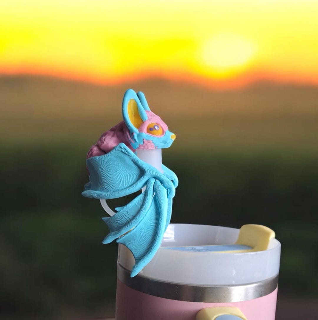 3D Articulated Cute Colorful Pastel Bat Straw Cap / 3d Printed Bat ...