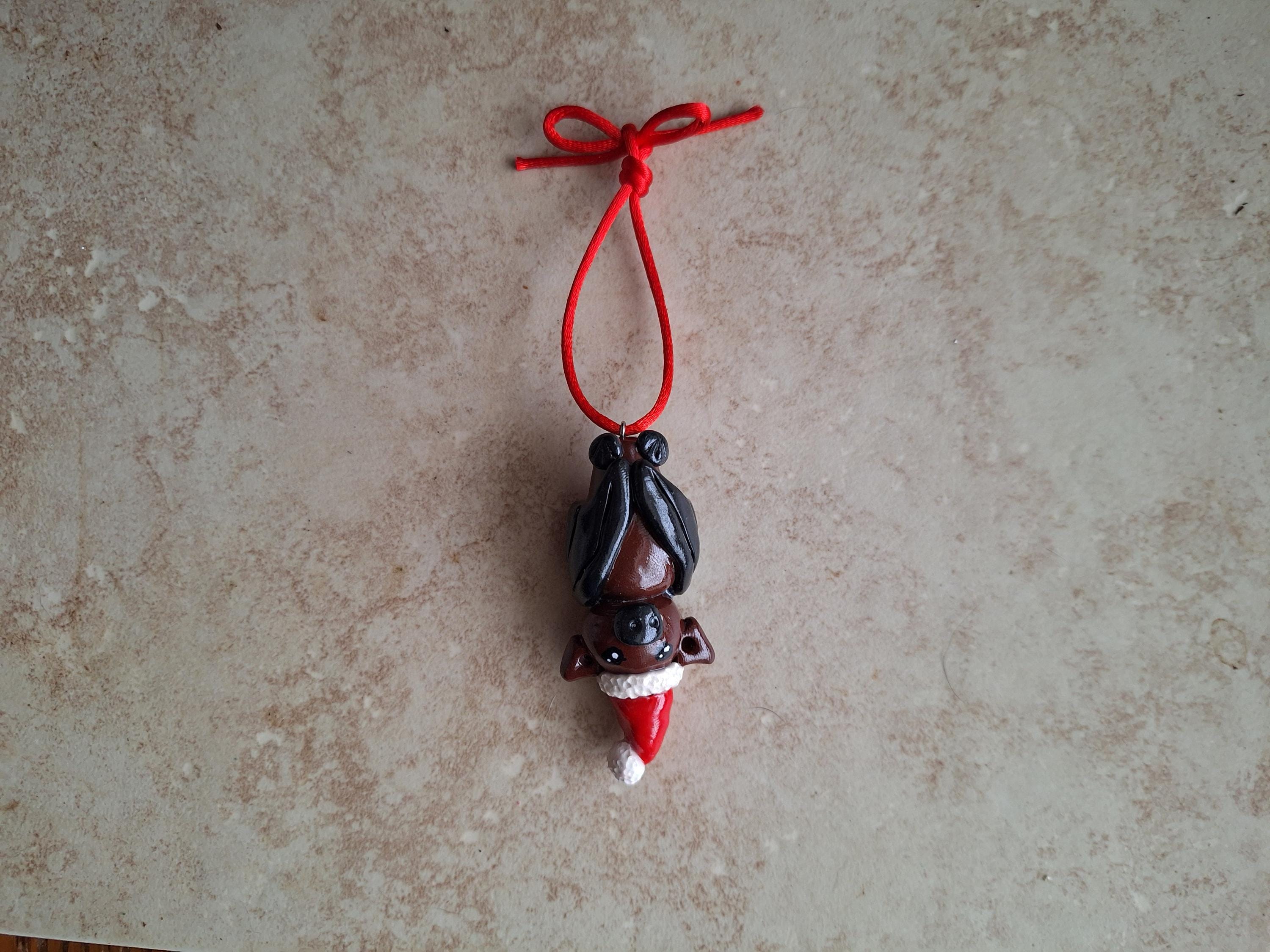 Christmas Clay Cute Bat Ornament / Kawaii Upside Down Bat Ornament ...