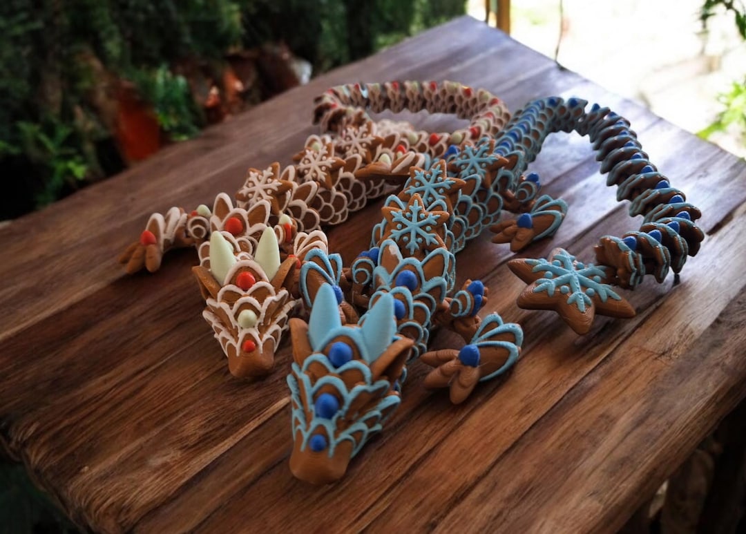 3D Articulated Christmas Holiday Gingerbread Dragon / 3d Printed ...