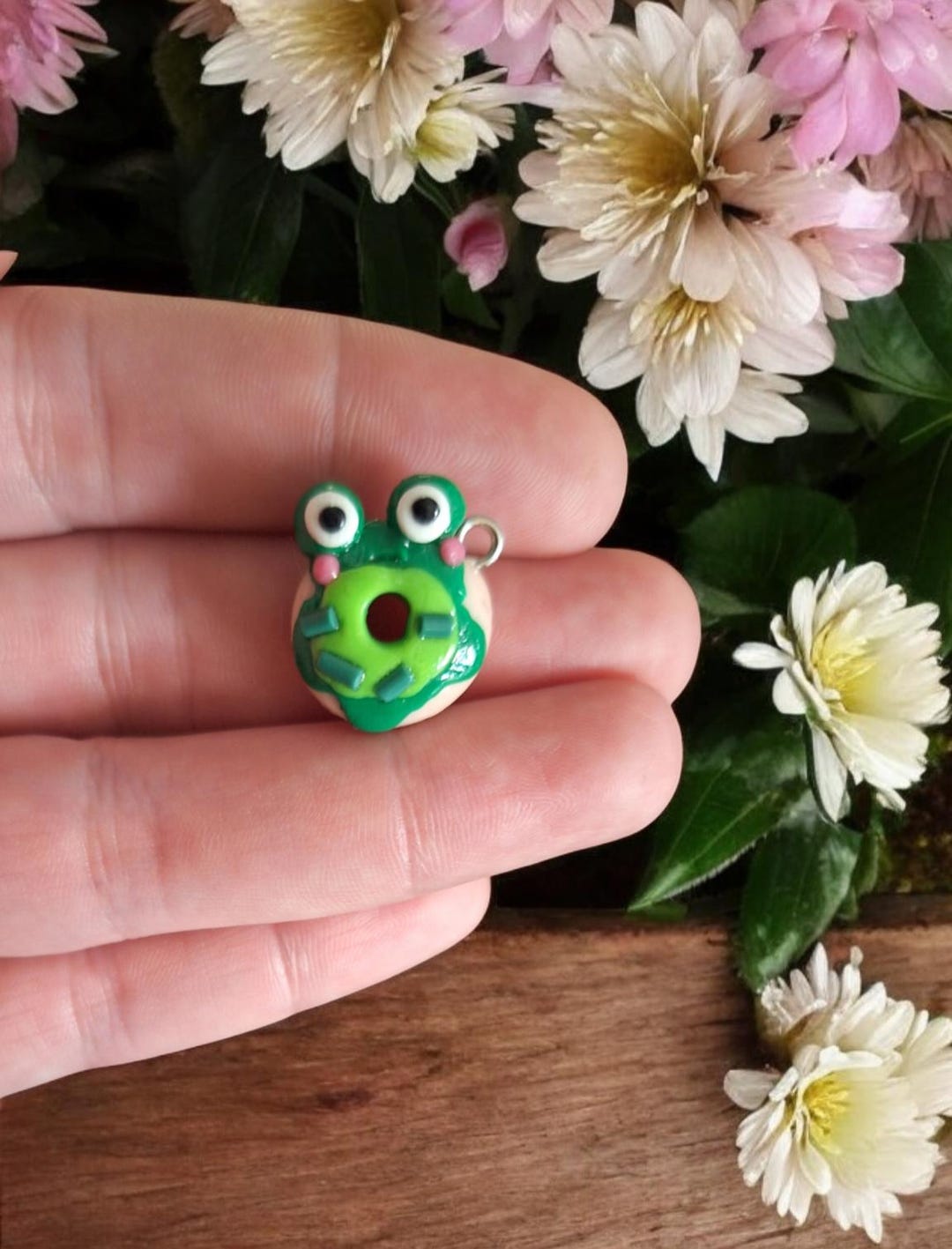 Polymer Clay Green Frog Donut Charms / Polymer Clay Frog Sprinkle ...