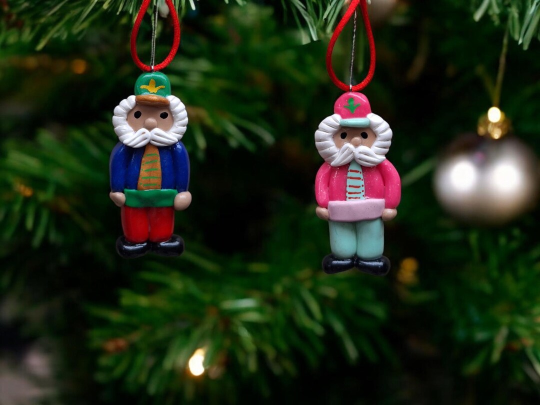 Christmas Red Green Nutcracker Ornament / Pastel Ornament / Polymer ...
