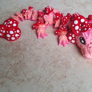 3D Articulated Red Pink Ombre Toadstool Mushroom Dragon / 3d Printed ...