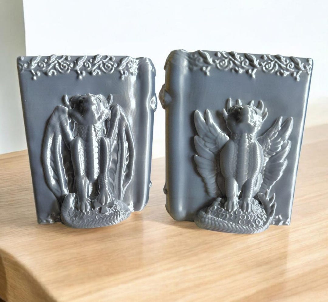 Painted 3D Metallic Silver Dragon Book Box / Dragon Trinket Box / 3d ...