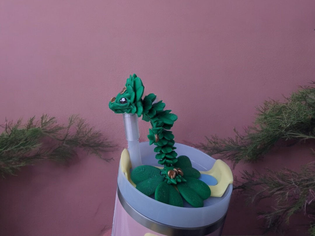 Painted 3D Clover Dragon Straw Cap / 3d Printed Dragon Animals / St ...
