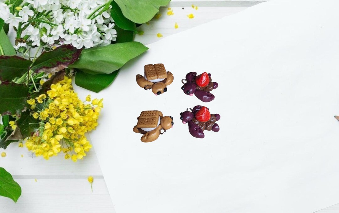 Kawaii Turtle Charms / Polymer Clay Turtle Shell Charms / Camp Fire ...