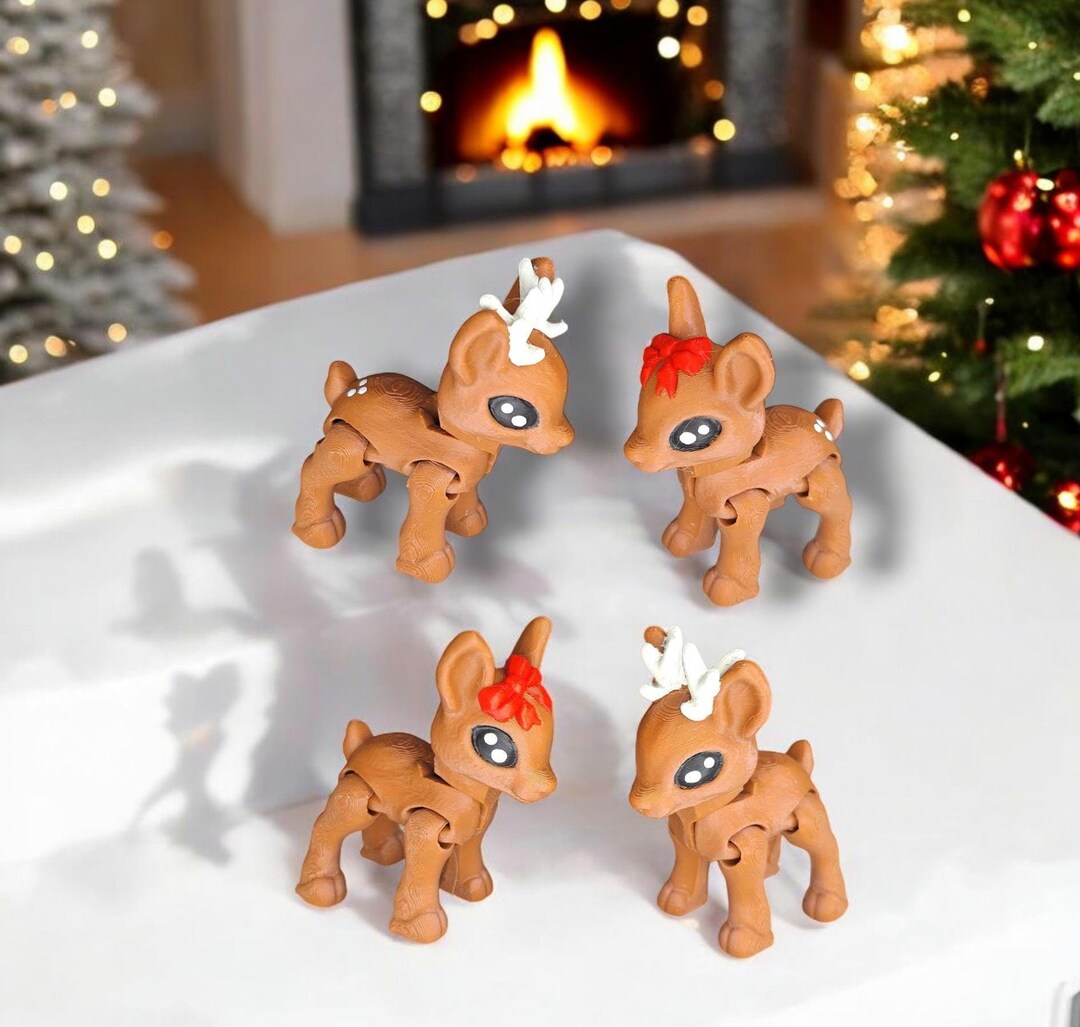 3d Printed Flexi Holiday Reindeer Animal / 3d Printed Christmas Animals ...