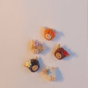 Kawaii Highland Cow Charms / Polymer Clay Floral Cow Charms / Kawaii ...
