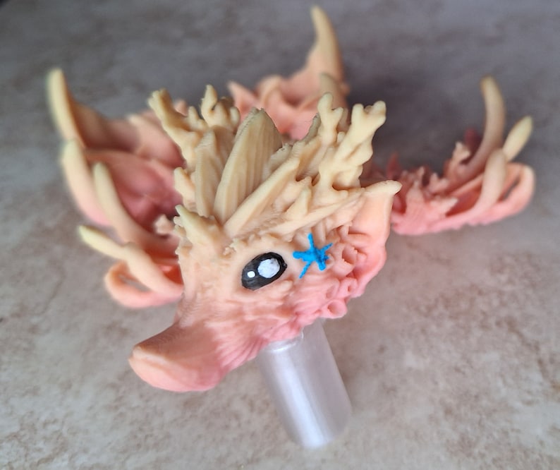 3D Articulated Ombre Coral Reef Dragon Straw Cap / 3d Printed Dragon ...