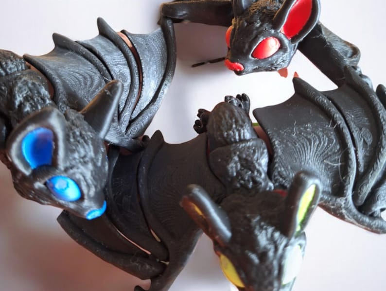 3D Articulated Cute Bat Halloween Animal / 3d Printed Black Bat Animals ...