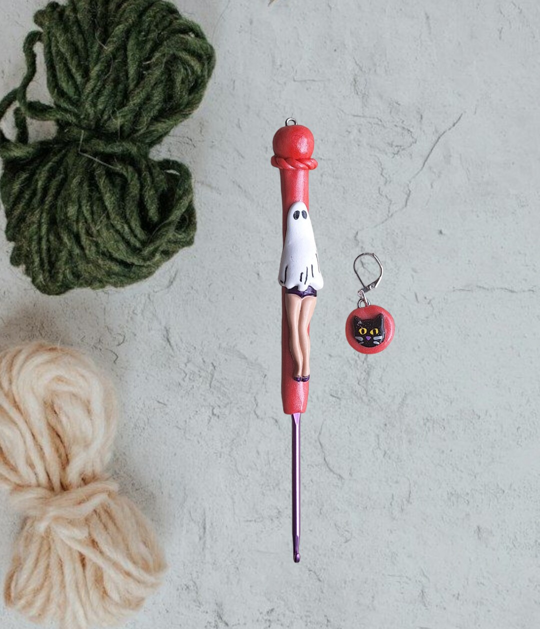 Polymer Clay Pin up Sheet Ghost Crochet Hook / Halloween Holiday ...