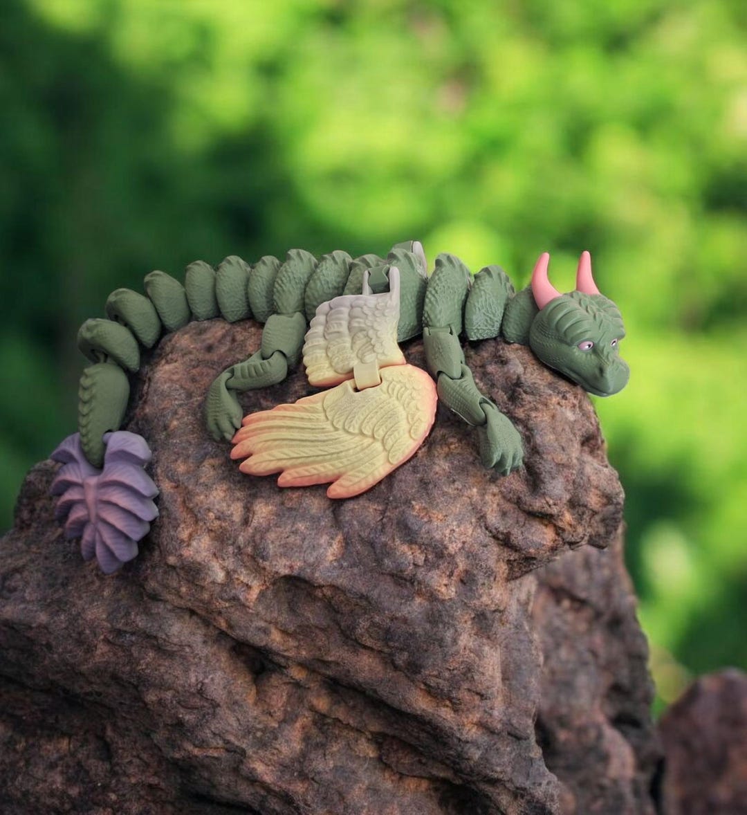Large 3D Printed Articulated Frather Dragon / 3d Printed Green Modular ...