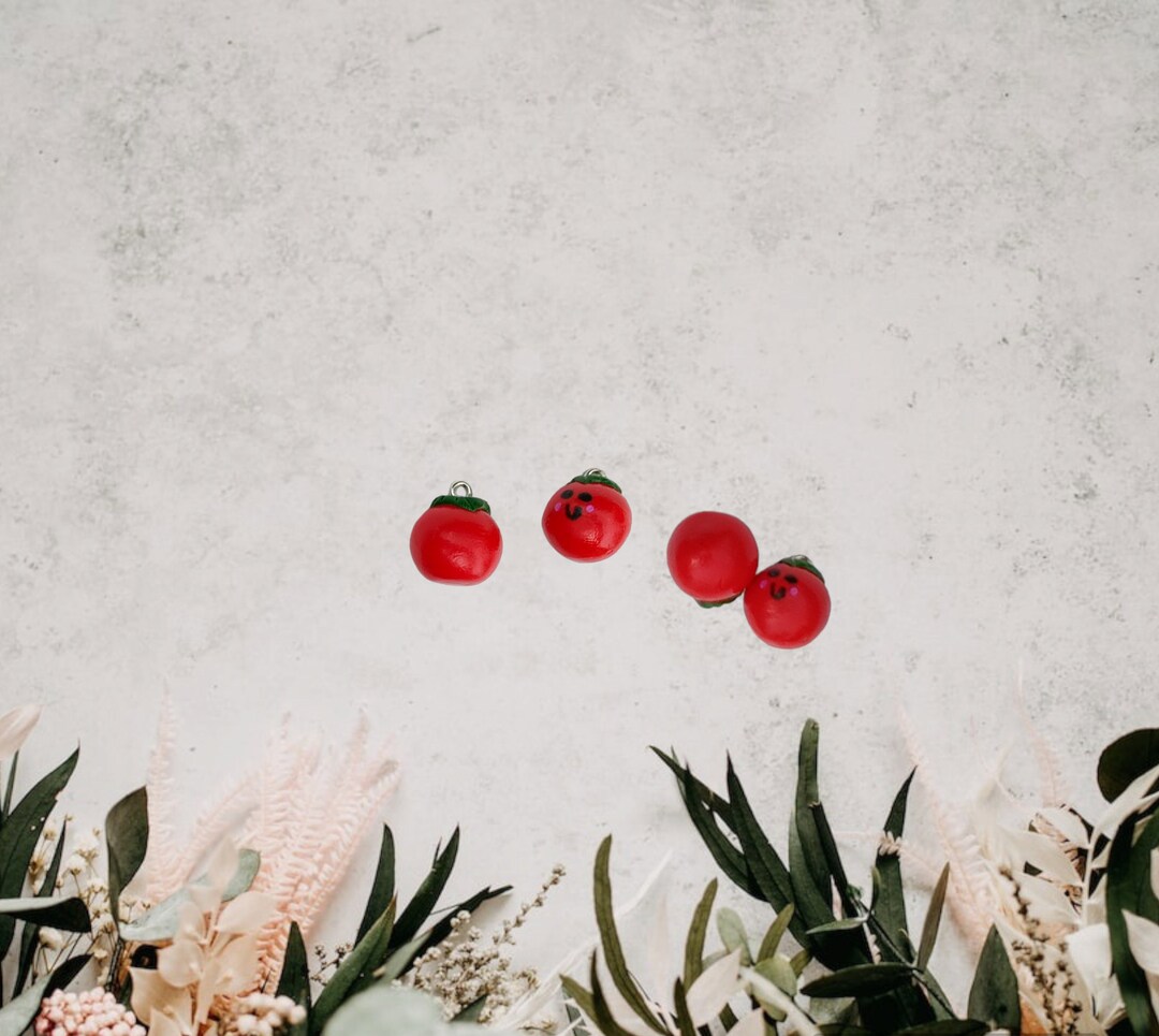 Kawaii Tomato Charms / Polymer Clay Tomatoes Charms / Kawaii Food Charms / Kawaii Food Jewelry ...