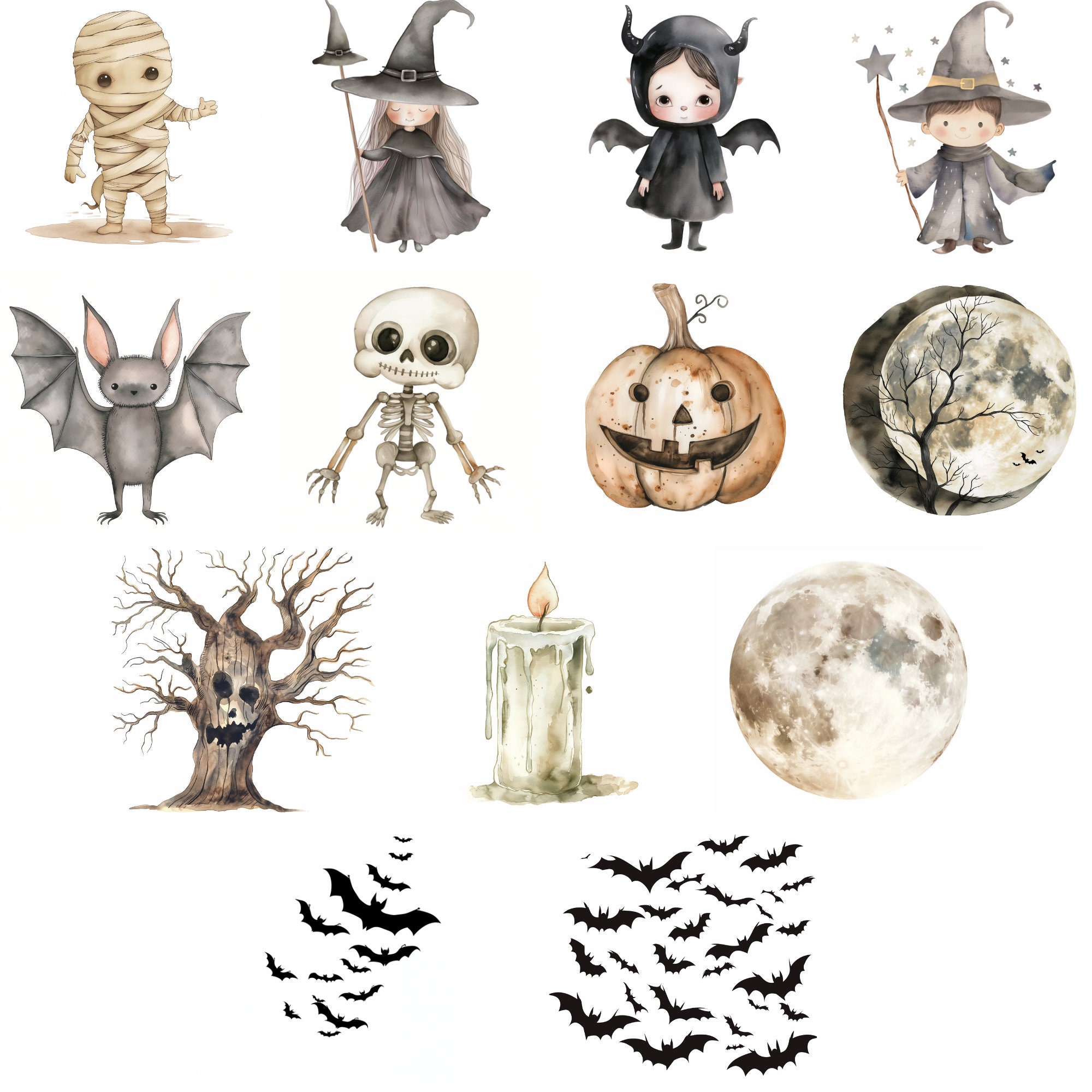 Halloween Party Clip Art 30 Pngs Transparent Pumpkins, Witches, Ghost ...