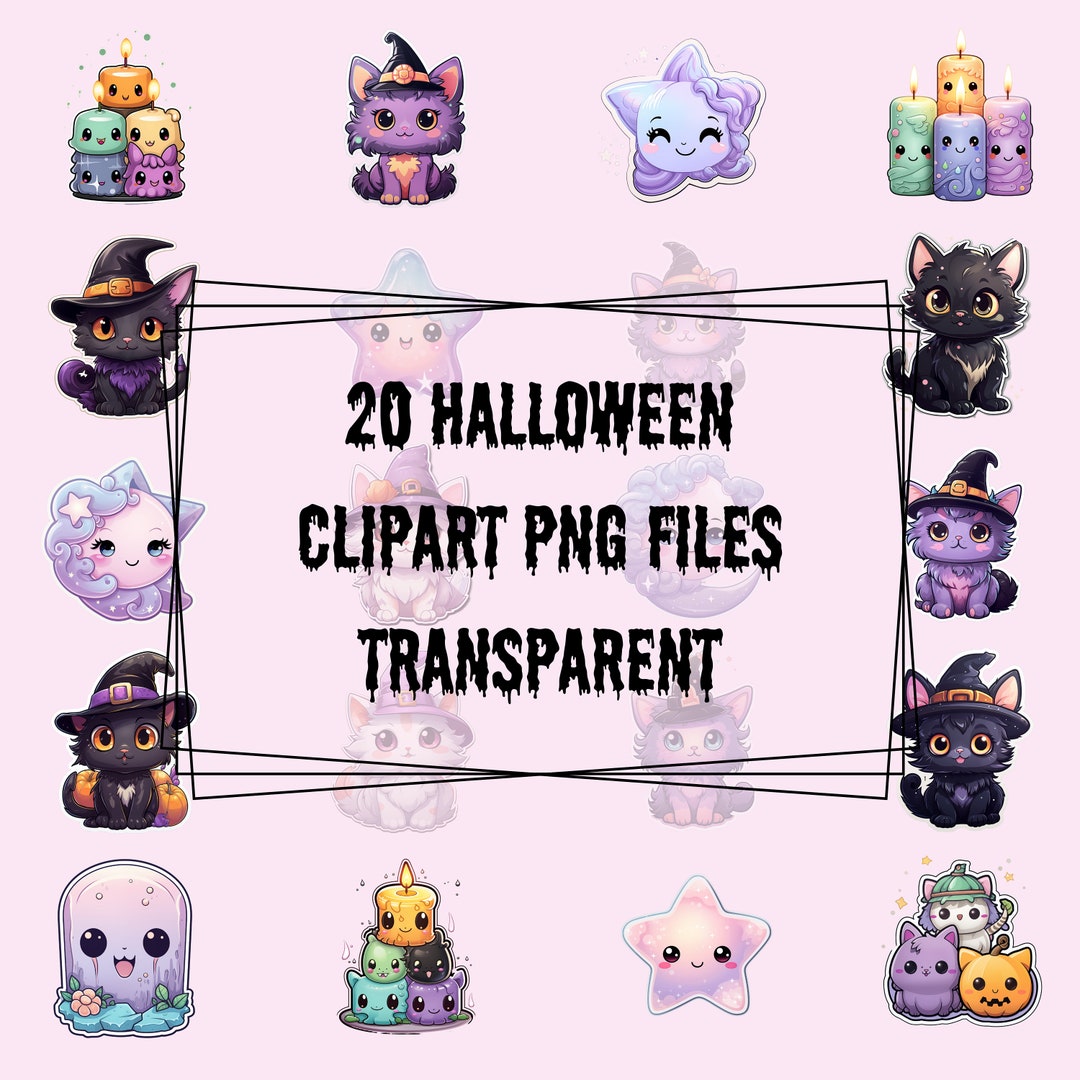 20 Cute Kids Kawaii Halloween Pastel Clip Art Bundle Printable ...