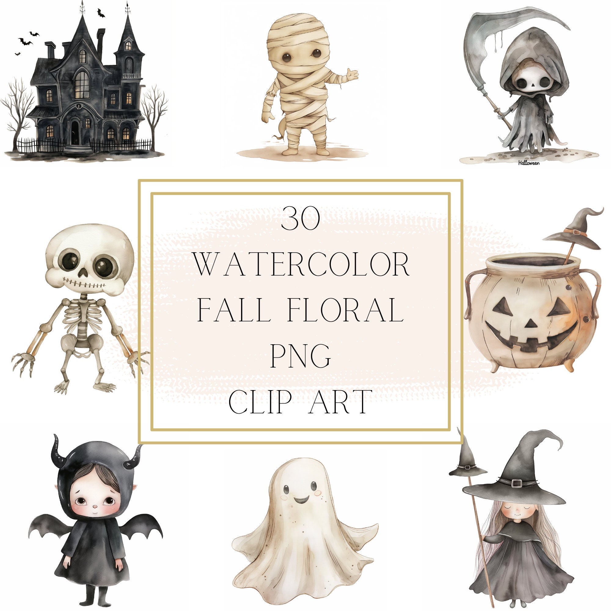 Halloween Party Clip Art 30 Pngs Transparent Pumpkins, Witches, Ghost ...