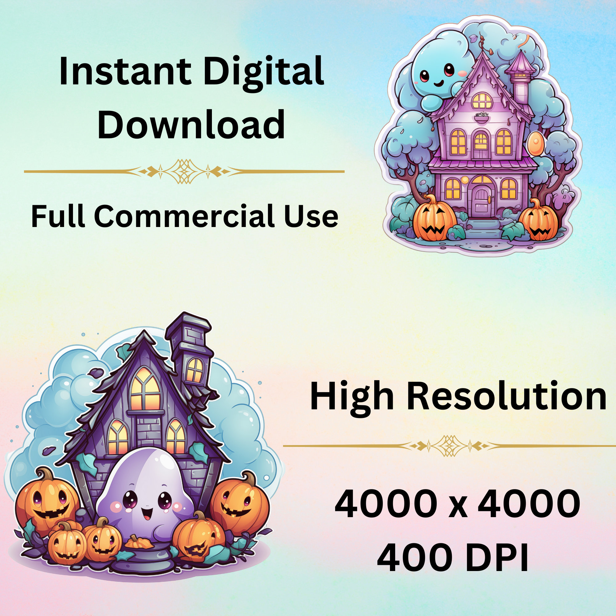 20 Cute Kids Kawaii Halloween Pastel Clip Art Bundle Printable ...