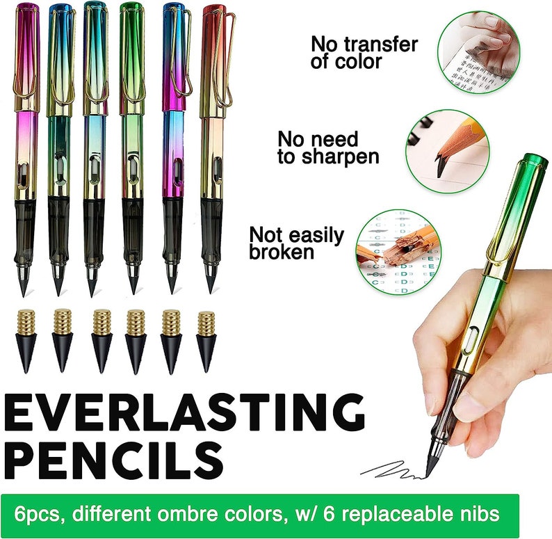 Primo Lines Infinity Pencil Set 6 Colorful Everlasting Pen - Etsy