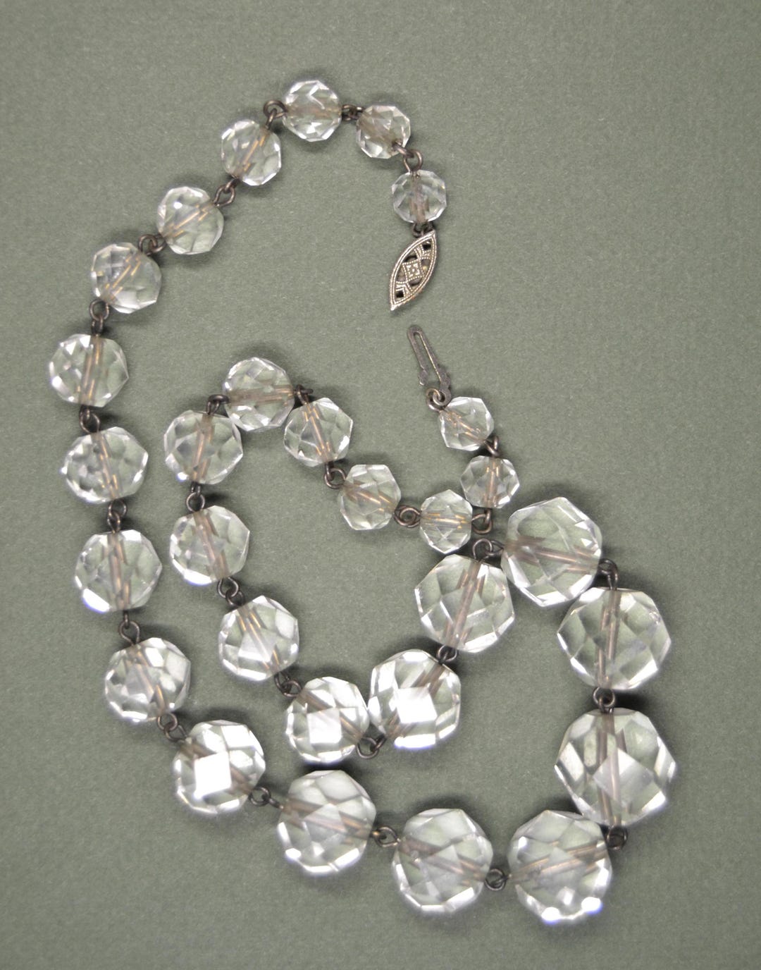 Diamond Shape Cut Glass Necklace 1920s - Etsy