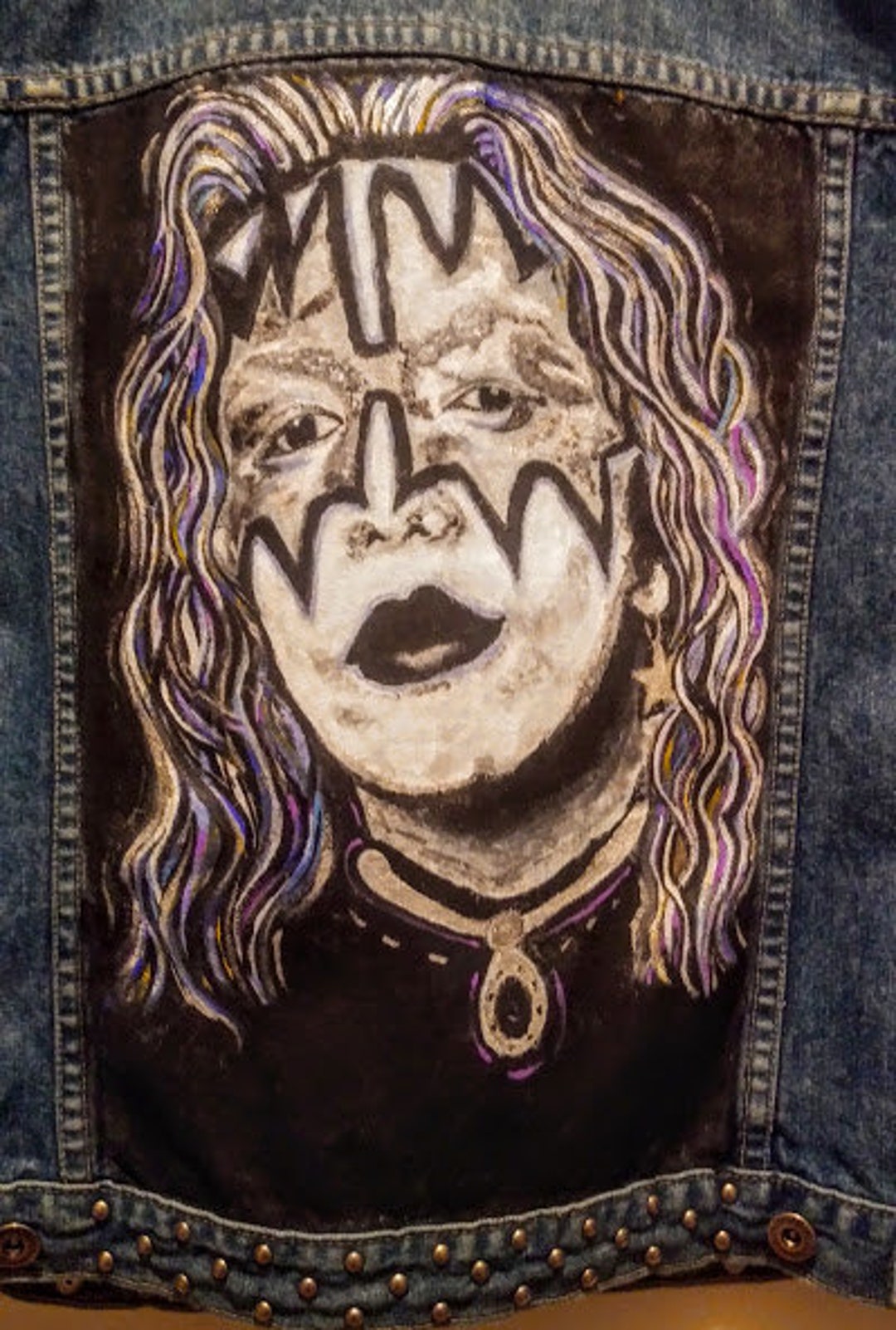 Hand Painted Ace Frehley Womans up Cycled Denim Jacket. - Etsy
