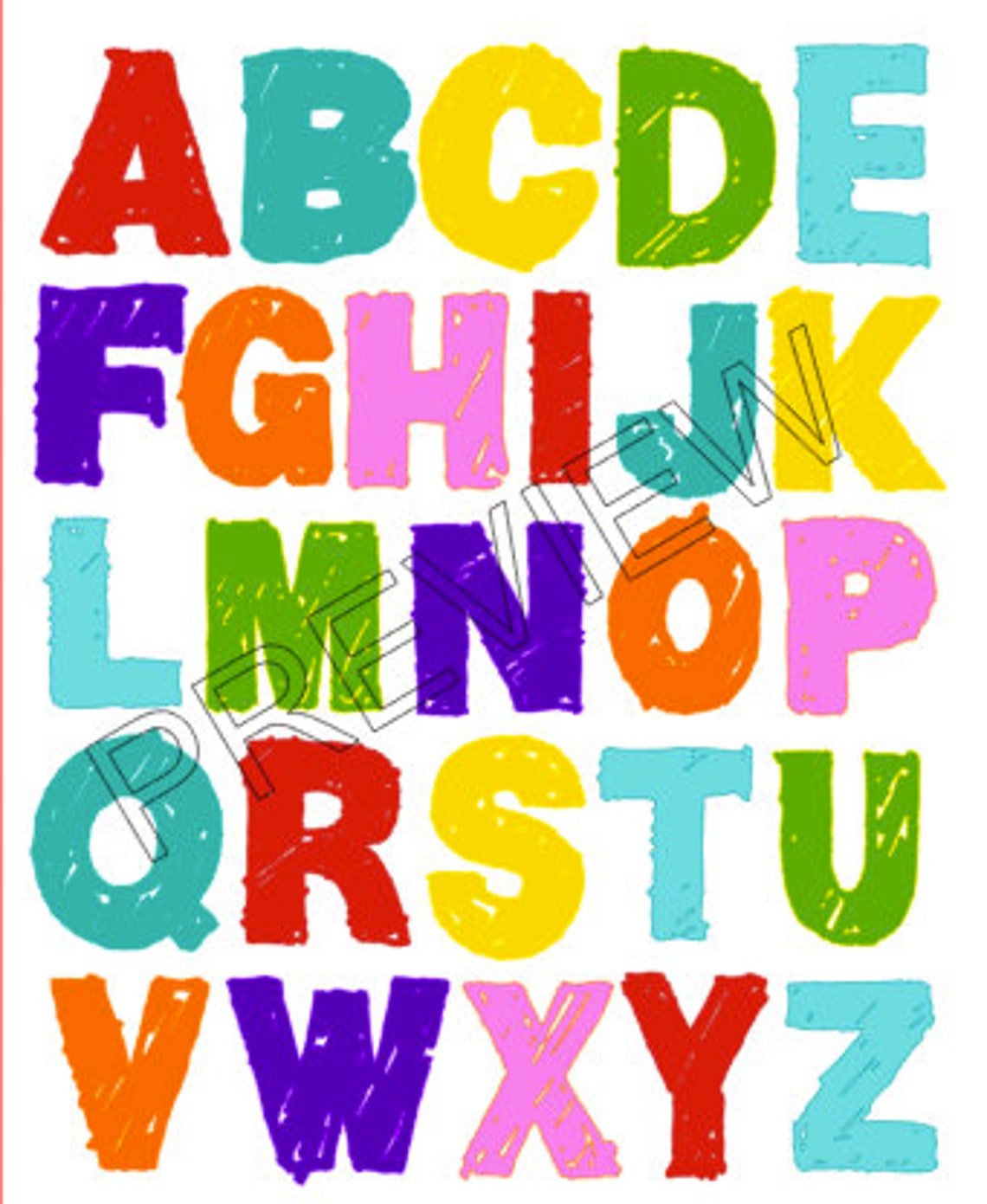 Alphabet Playroom School Room Printable ABC Chart Playroom - Etsy