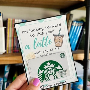 Latte Gift Card Teacher Printable| First Day of School| Meet the ...