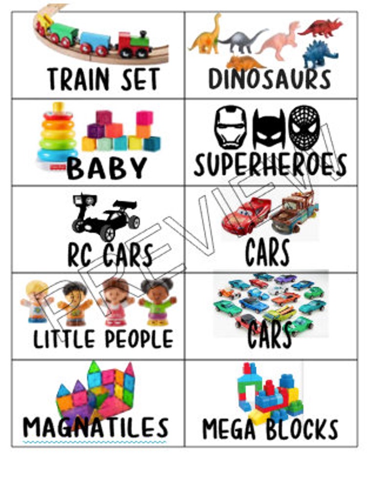 Toy Box Labels Toy Cube Labels Toy Picture And Word Labels Playroom Organization Toy Bin Labels