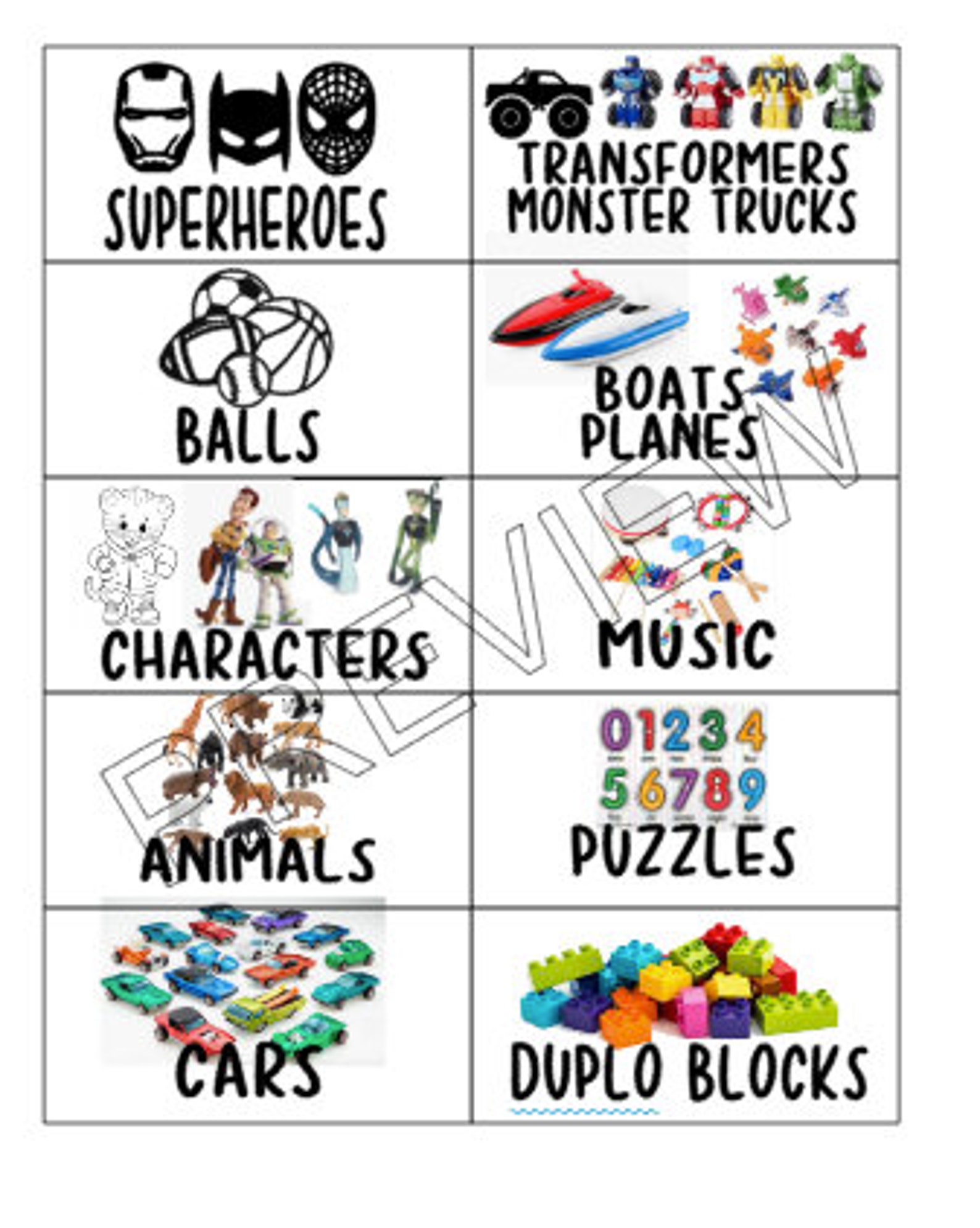 Toy Box Labels, Toy Cube Labels| Toy Picture and Word Labels |playroom ...