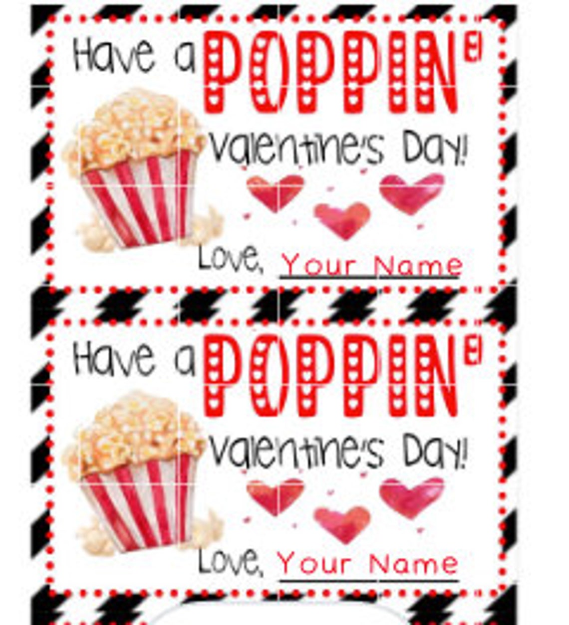 Popcorn Valentine's Day Class Printable| Editable Easy Valentine ...